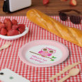 Pink Polka Dots Cute Owl Birthday Party Paper Plates | Zazzle