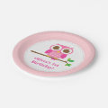 Pink Polka Dots Cute Owl Birthday Party Paper Plates | Zazzle