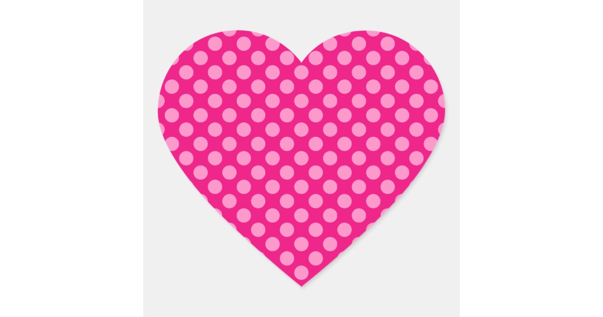 Pink Polka Dots Heart Sticker | Zazzle