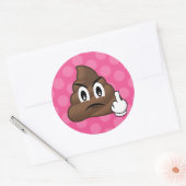 Pink Polkadots Middle Finger Poop Emoji Stickers | Zazzle