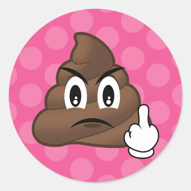 Pink Polkadots Middle Finger Poop Emoji Stickers | Zazzle