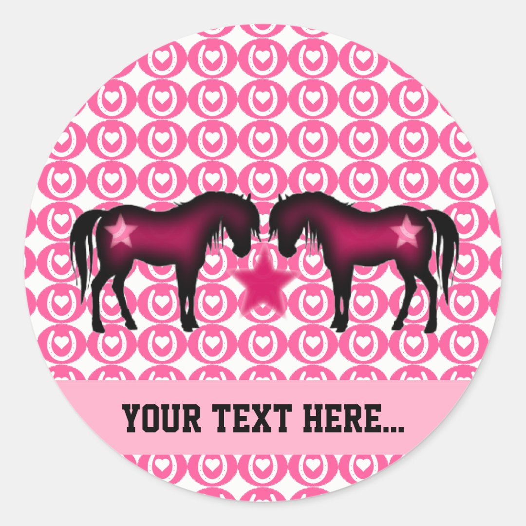 Pink Pony Personalized Classic Round Sticker | Zazzle