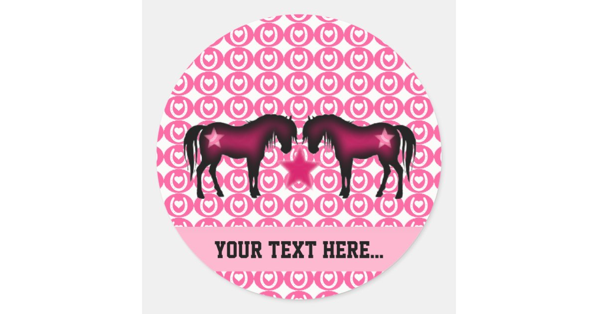 Pink Pony Personalized Classic Round Sticker | Zazzle