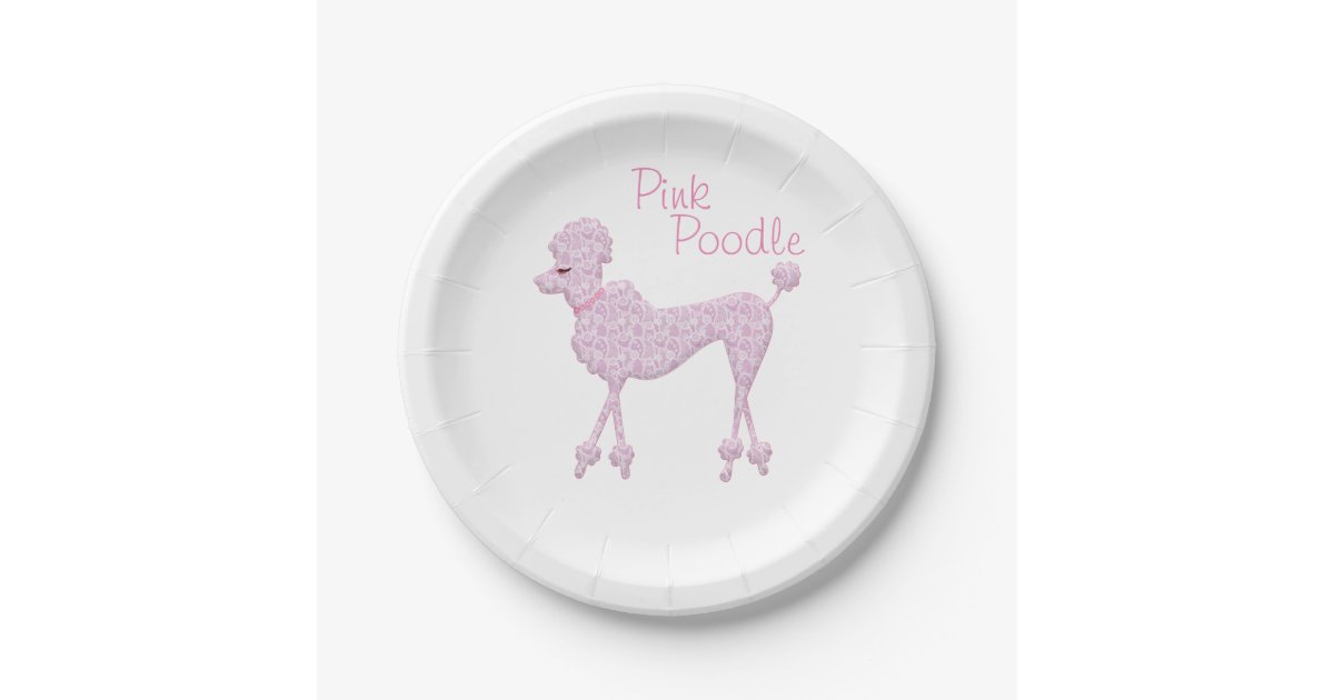 Pink Poodle Paper Plates | Zazzle