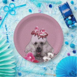 Pink poodle Paper Plates 9" | Zazzle