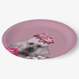 Pink poodle Paper Plates 9" | Zazzle