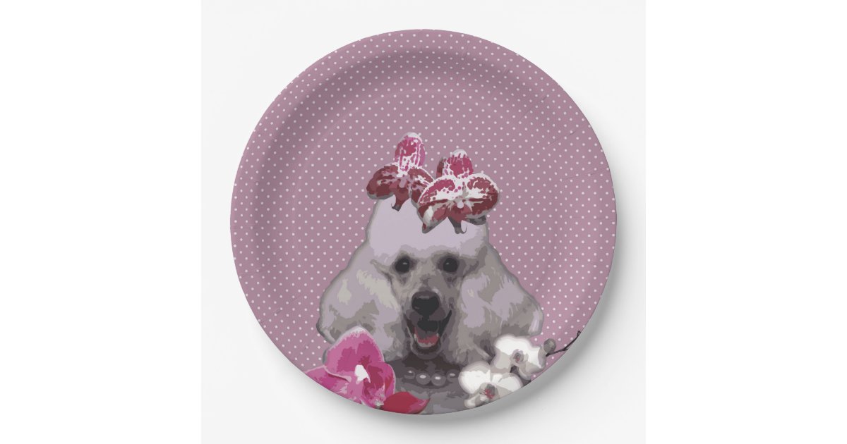 Pink poodle Paper Plates 9" | Zazzle