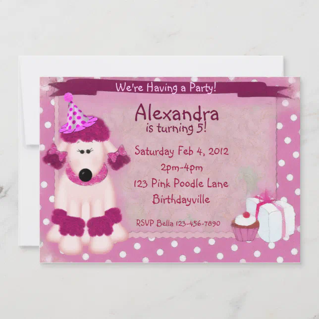 Pink Poodle Party Invitation | Zazzle