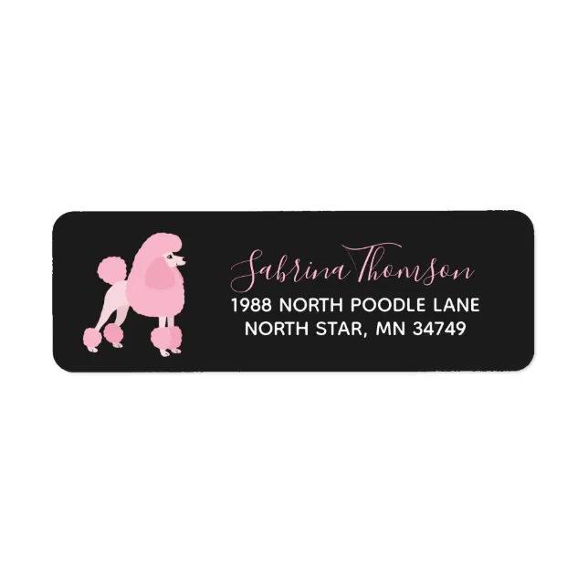 Pink Poodle Return Address Label | Zazzle