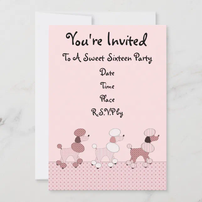 Pink Poodles On Parade Invitation | Zazzle