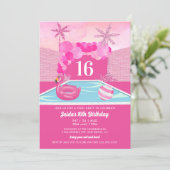 Pink Pool Party Birthday Invitation | Zazzle