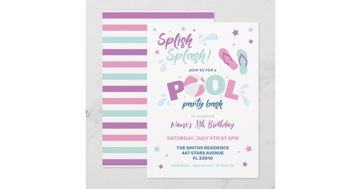 Pink Pool Party Invitation | Zazzle
