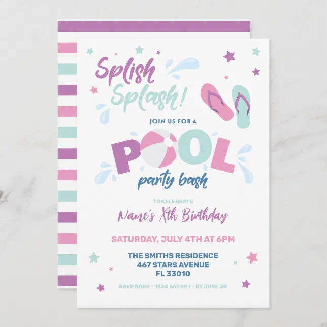 Pink Pool Party Invitation | Zazzle