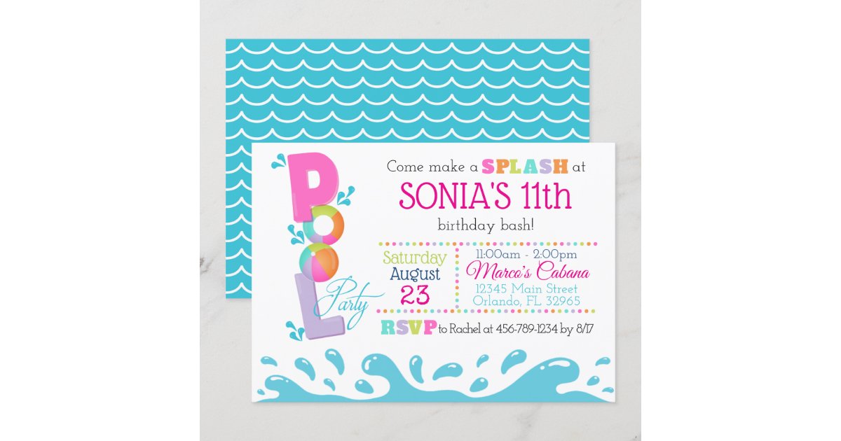 Pink Pool Party Invitation Summer Birthday | Zazzle