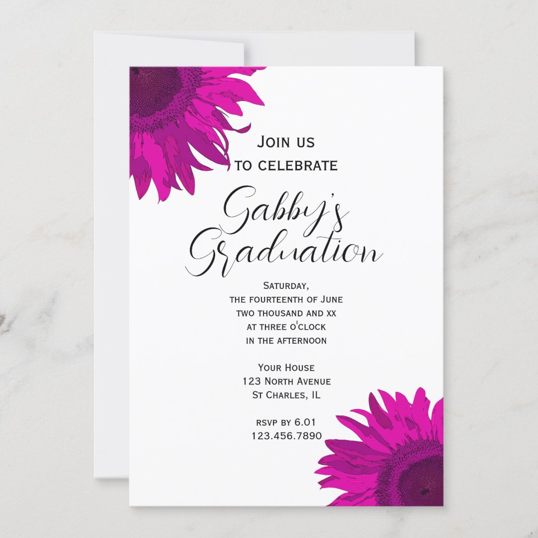Pink Pop Art Flower Graduation Party Invitation | Zazzle