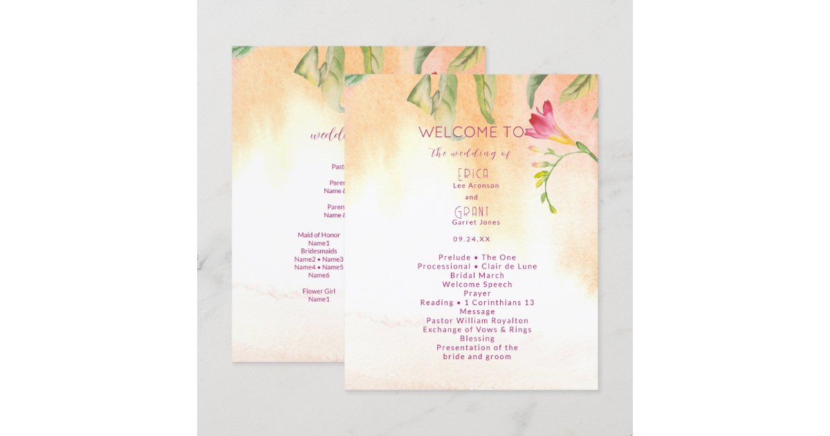 Pink Pop Freesia Peach Wedding Budget | Zazzle