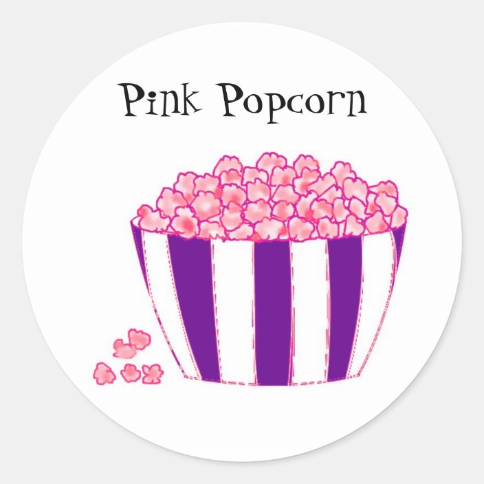 Pink Popcorn Classic Round Sticker | Zazzle.com