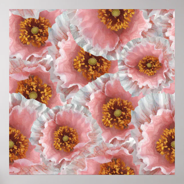 pink poppies poster | Zazzle