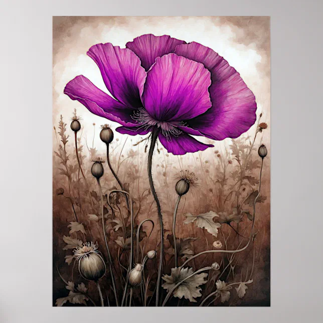 Pink Poppy Flowers Wildflowers Blossom Beautiful Poster | Zazzle