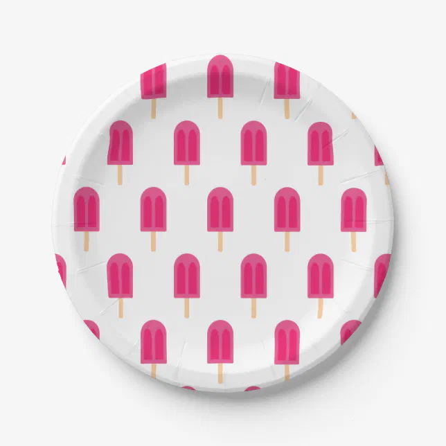 Pink Popsicle Ice Cream Bar Paper Plates | Zazzle