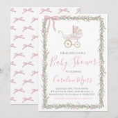 Pink Preppy Carriage Baby Girl Shower Invitation | Zazzle