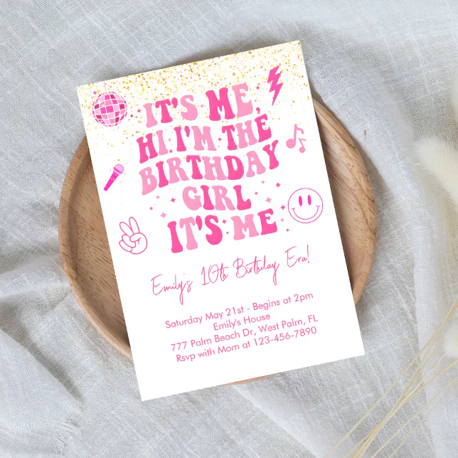 Pink Preppy In My Birthday Era Invitation | Zazzle