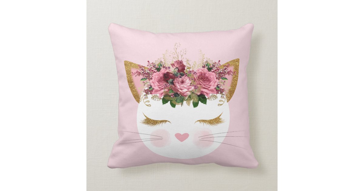 Pink Pretty Kitty Throw Pillow | Zazzle.com