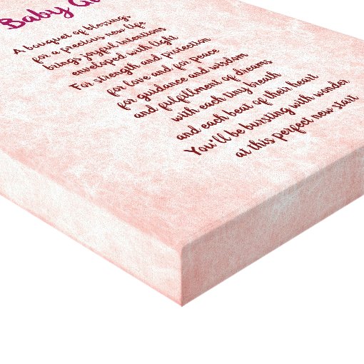 Pink pretty New Baby Girl Poem Canvas Print | Zazzle