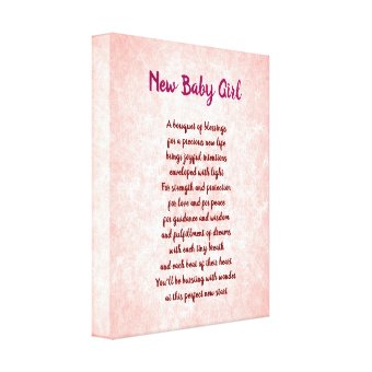 Pink pretty New Baby Girl Poem Canvas Print | Zazzle