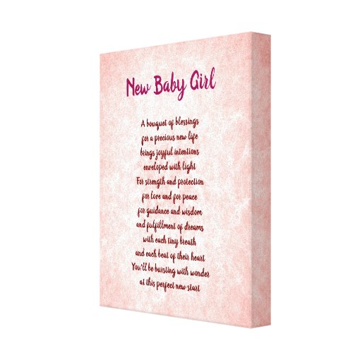Pink pretty New Baby Girl Poem Canvas Print | Zazzle