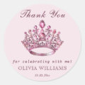 Pink Pretty Princess Crown Birthday Girl Classic Round Sticker | Zazzle