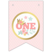 Pink Princess Baby Girl First Birthday Party Decor Bunting Flags | Zazzle