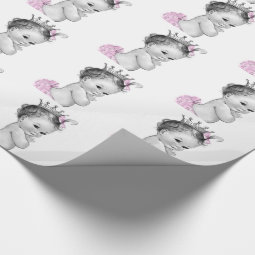 Pink Princess Baby Girl Shower Wrapping Paper | Zazzle