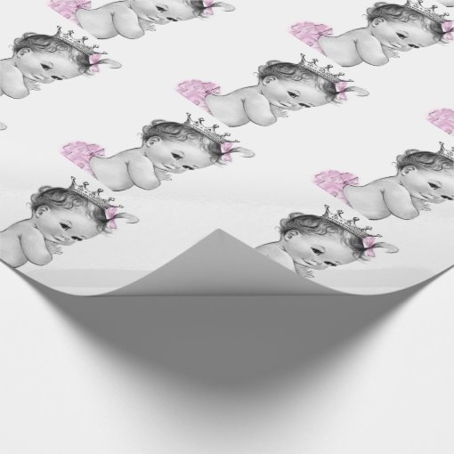 Pink Princess Baby Girl Shower Wrapping Paper | Zazzle