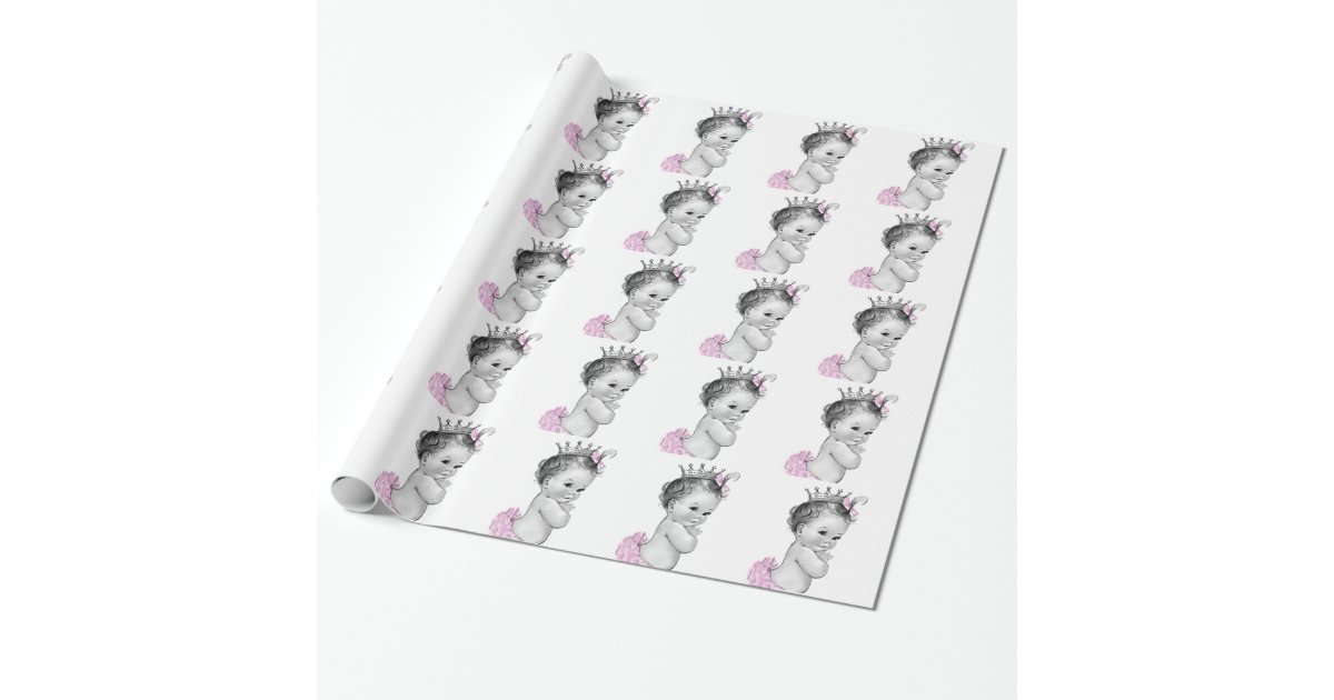 Pink Princess Baby Girl Shower Wrapping Paper | Zazzle