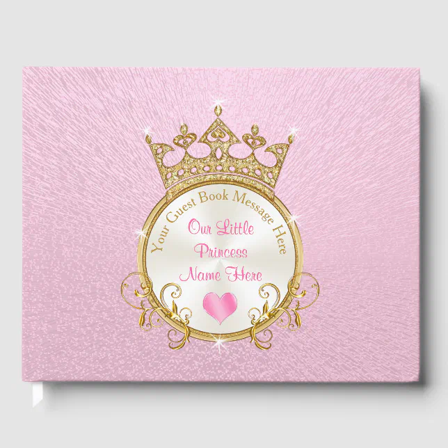 Pink Princess Baby Shower Guest Book PERSONALIZED | Zazzle