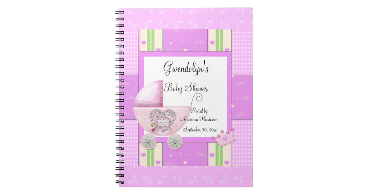 Pink Princess Baby Shower Spiral Notebook | Zazzle