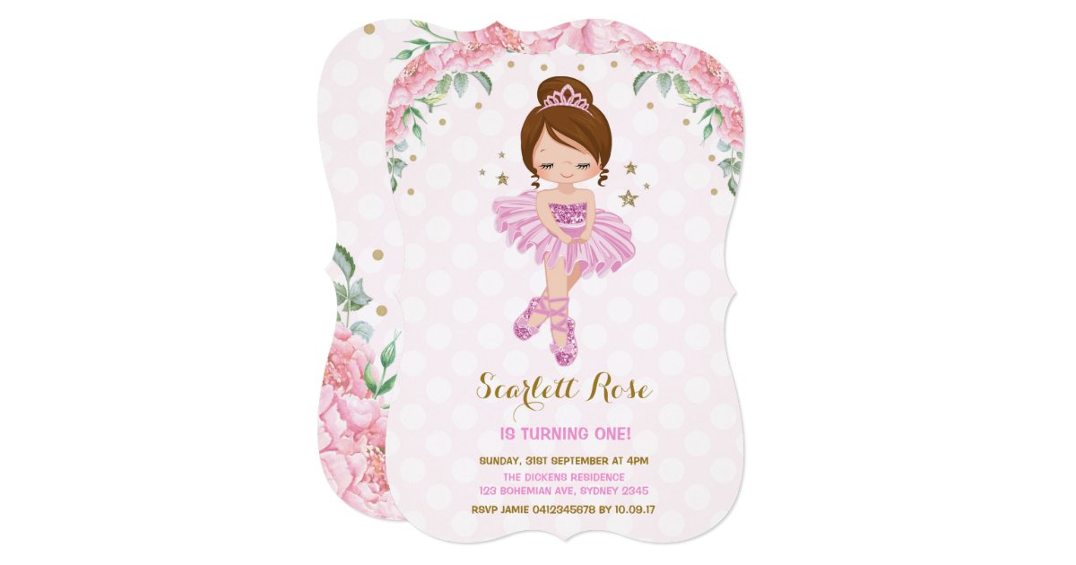 Pink Princess Ballerina Birthday Invite Tutu Party | Zazzle.com