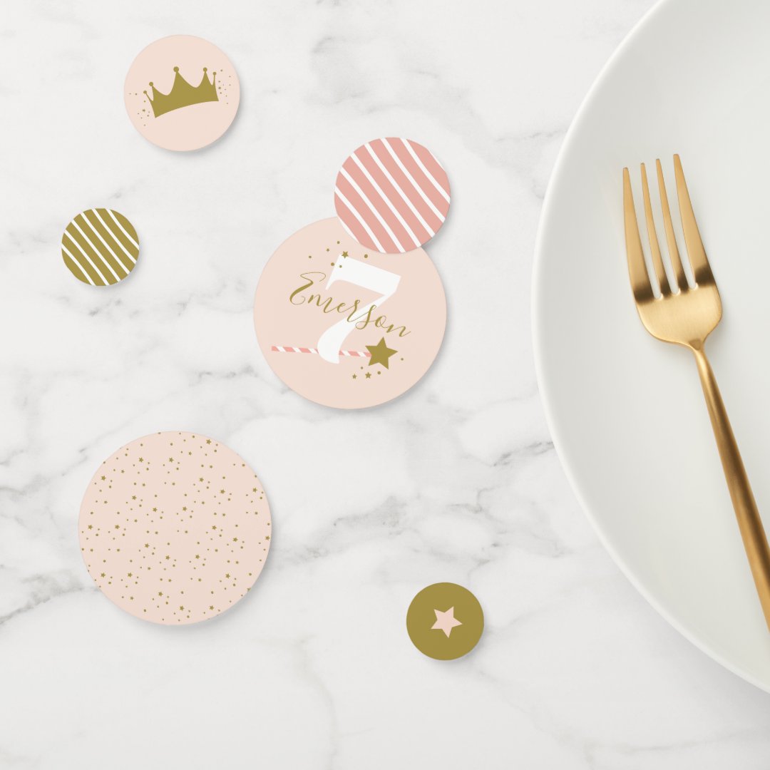 Pink princess birthday party table confetti | Zazzle