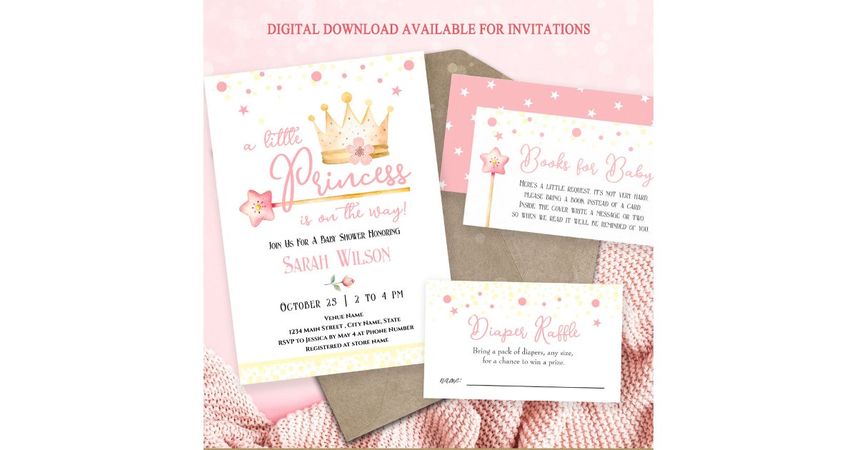 Pink Princess Crown Baby Shower Invitation | Zazzle