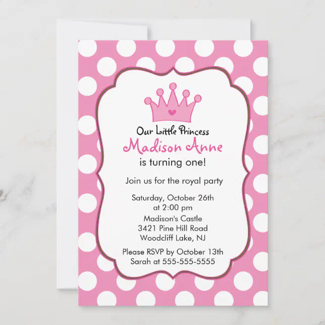 Pink Princess Crown Birthday Party Invitation | Zazzle