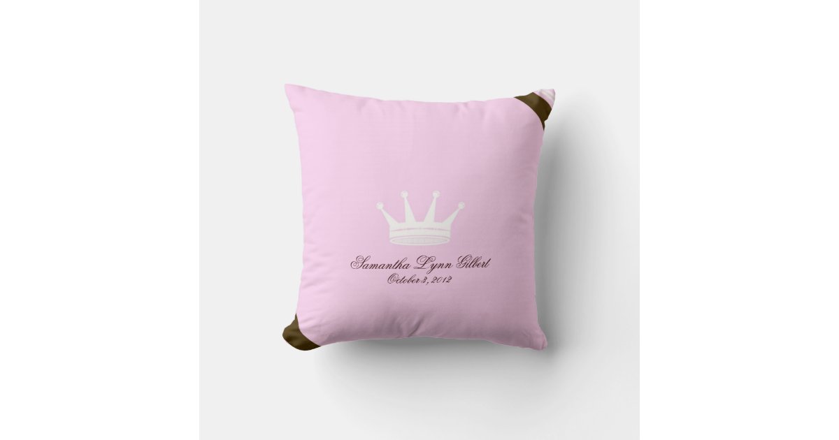 Pink Princess Crown Custom Baby Pillow | Zazzle