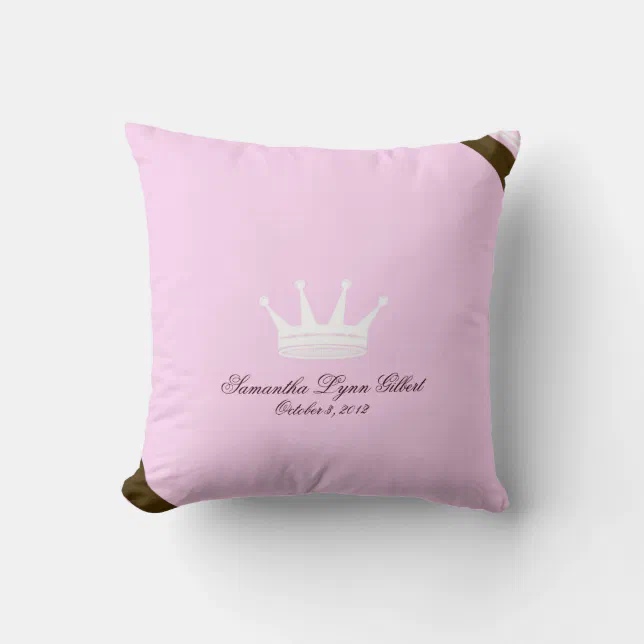 Pink Princess Crown Custom Baby Pillow | Zazzle