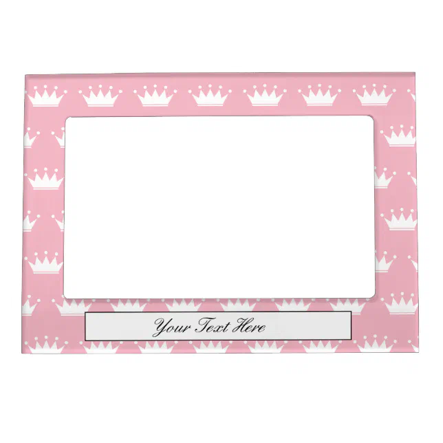 Pink princess crown magnetic baby photo frame | Zazzle