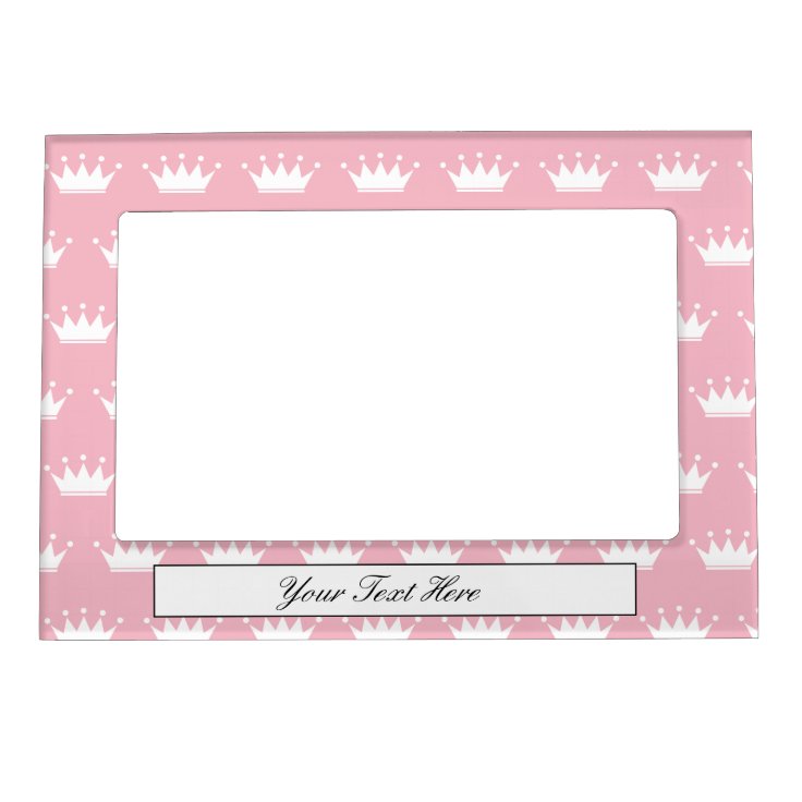 Pink princess crown magnetic baby photo frame | Zazzle