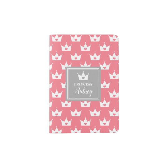 Pink Princess Crown Pattern - Calligraphy Name Passport Holder | Zazzle.com