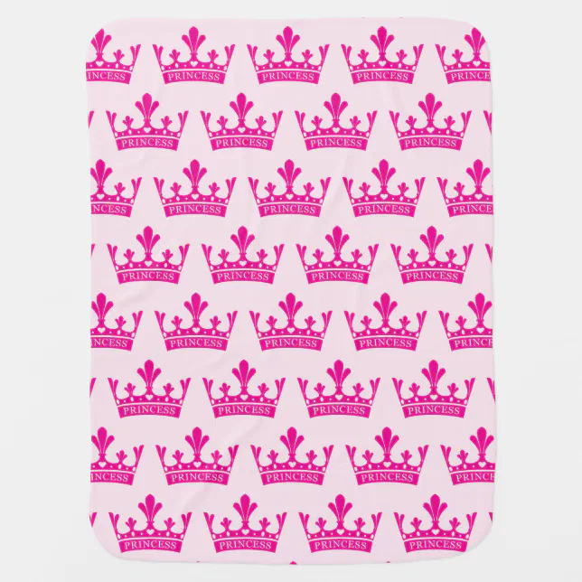 Pink Princess Crown Print Baby Blanket | Zazzle
