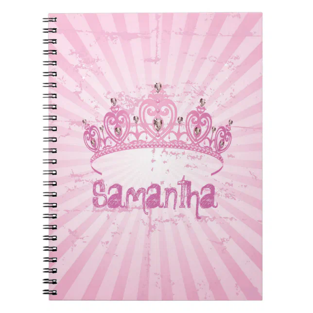 Pink Princess Crown Tiara Jeweled Spiral Notebook | Zazzle