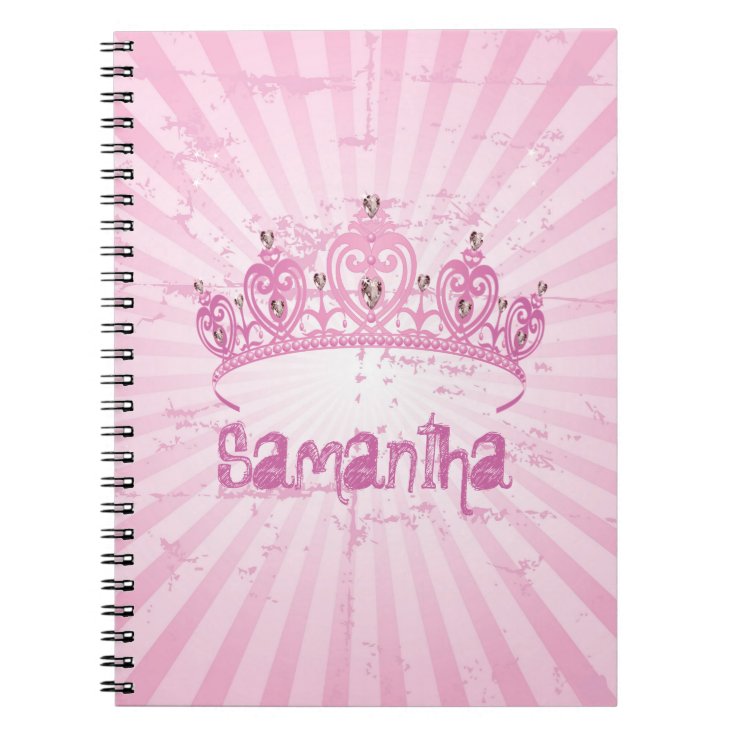 Pink Princess Crown Tiara Jeweled Spiral Notebook | Zazzle