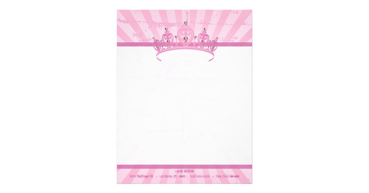 Pink Princess Crown Tiara Letterhead Stationery | Zazzle.com